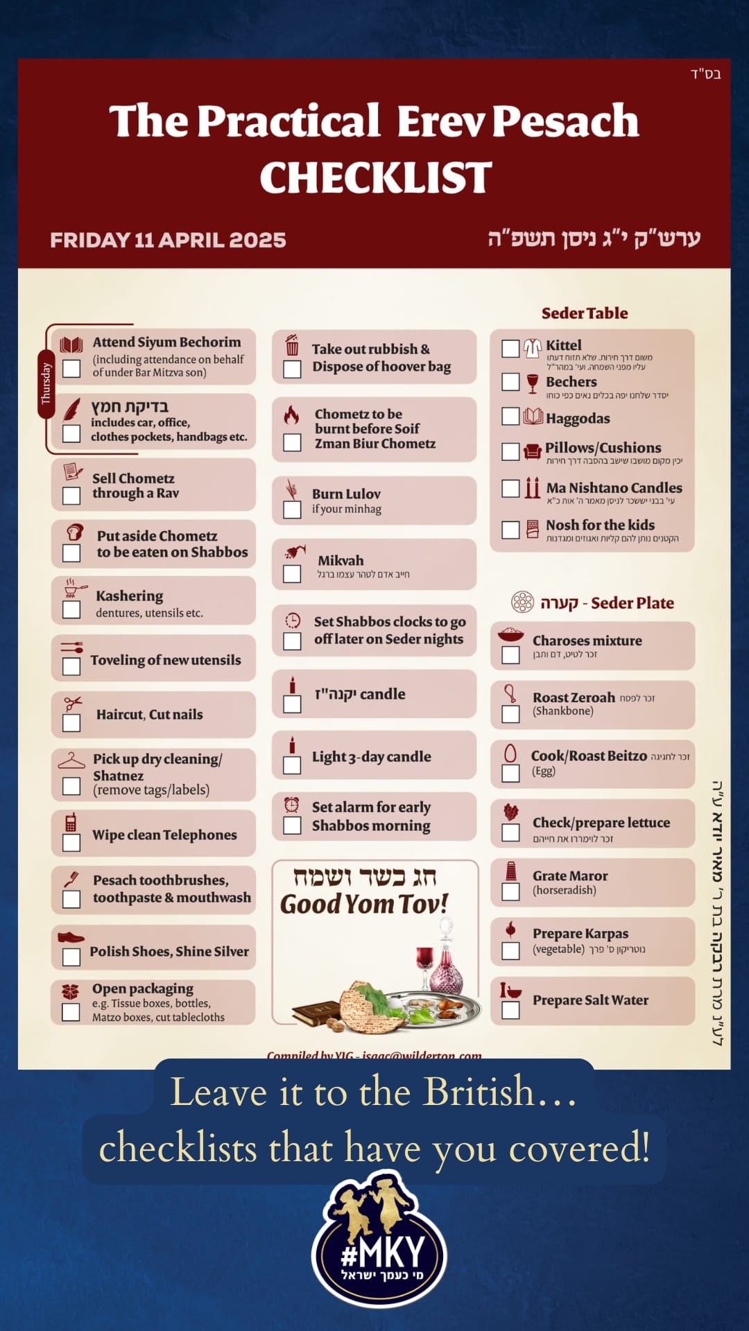 The Practical Erev Pesach Checklist - MKY Moments